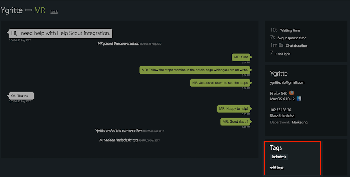 How to add tags - HappyFox Chat